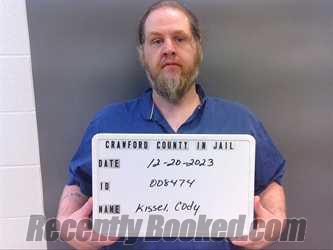 Recent Booking / Mugshot for CODY T KISSEL in Crawford County, Indiana